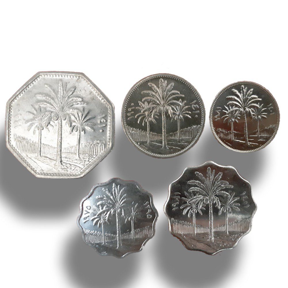 Iraq coins set (5 to 250 Files)1975-1990 | Numismatics Store